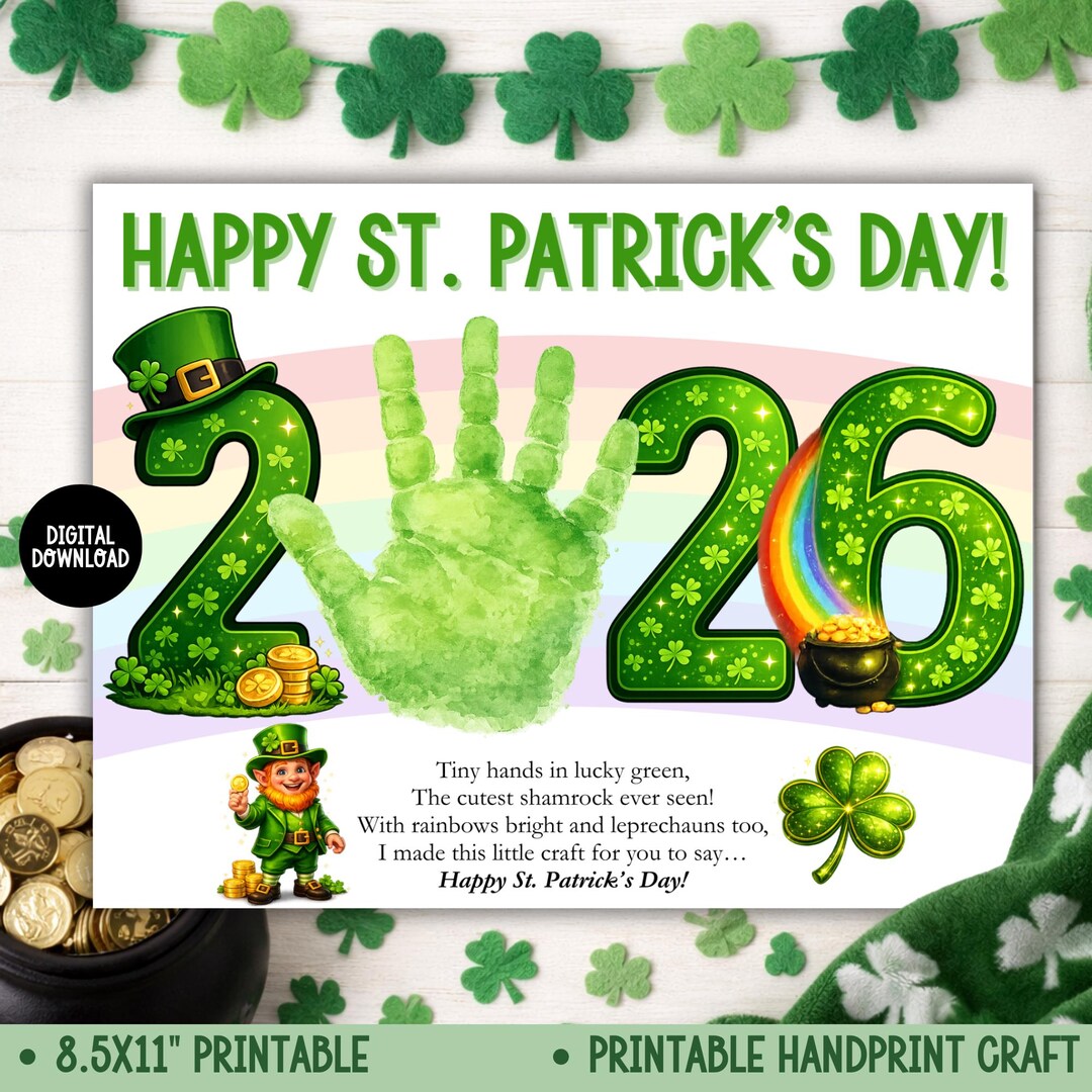 2026 St. Patrick’s Day Handprint Poem Craft Printable, Preschool ...