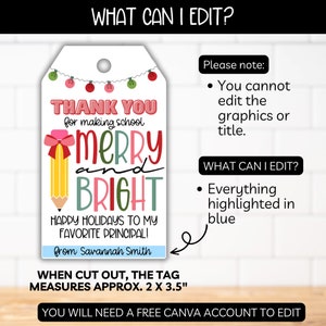 Principal Christmas Gift Tag Card, PTA PTO Principal Staff Appreciation ...