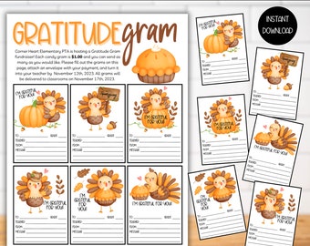 Thanksgiving Candy Gram Template School Fundraiser Gratitude - Etsy