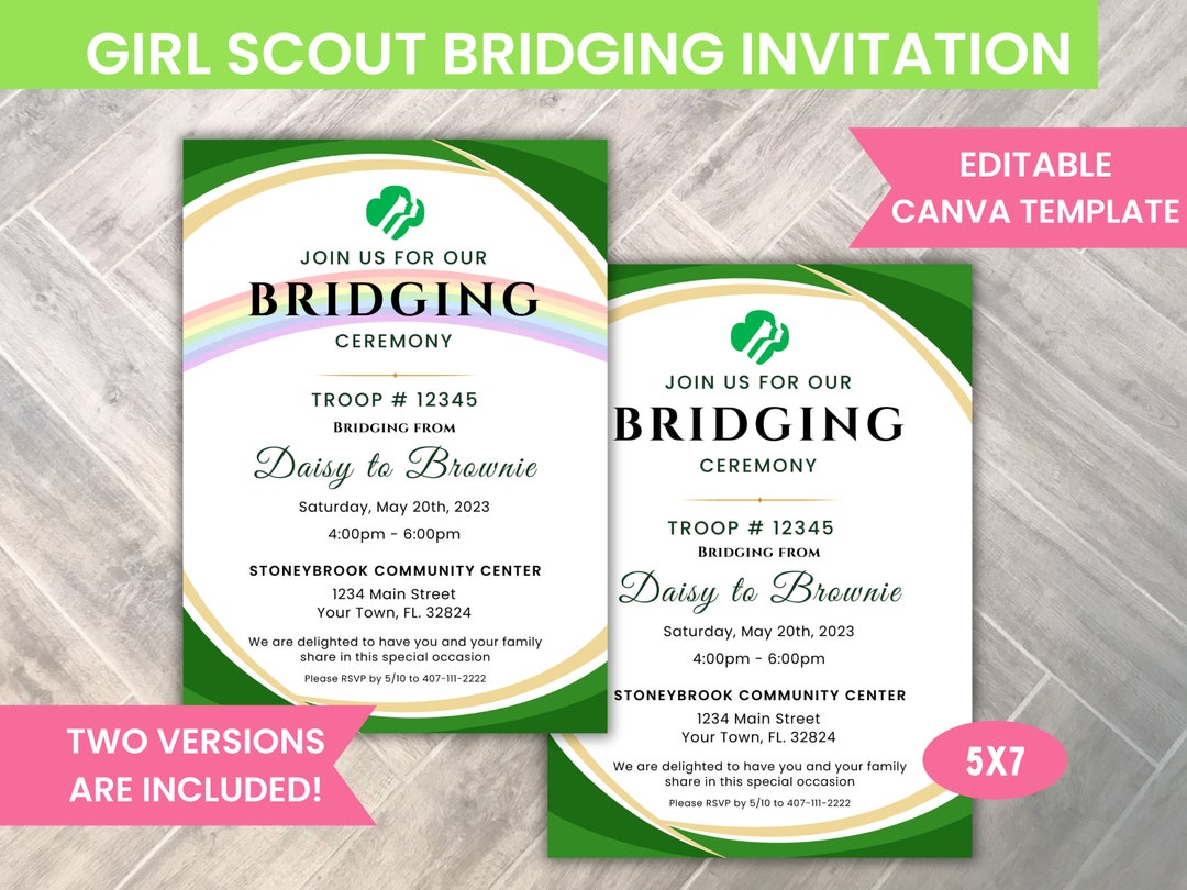 Girl Scout Bridging Invitation Template Girl Scout Bridging - Etsy