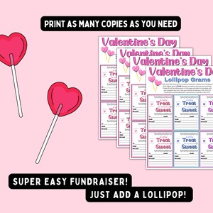 PTA PTO Valentine's Day Candy Gram School Fundraiser Flyer Template ...