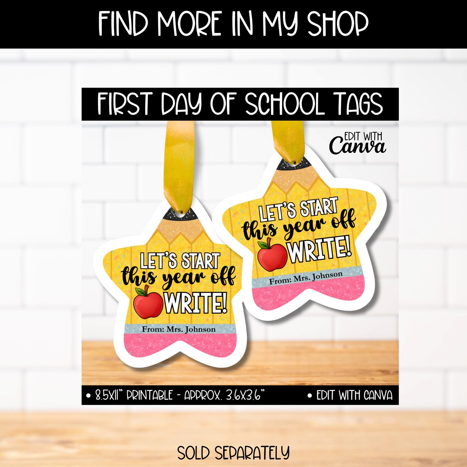1st Day Teacher Coffee Gift Tag, Back to School Pencil Tag, First Day ...