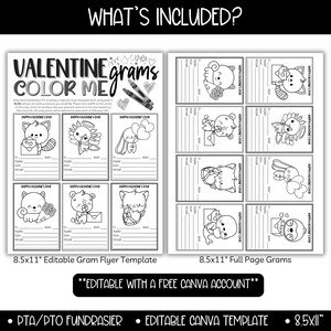 Valentine's Day Coloring Candy Gram Fundraiser Flyer Forms Tag Template ...