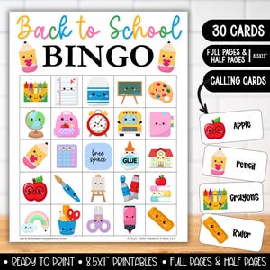 Pastel Back to School Bingo Game for Kids, Printable First Day of ...