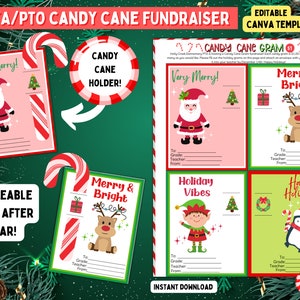 PTA PTO Candy Cane Holder Candy Gram | Christmas Gram | Holiday Gram ...