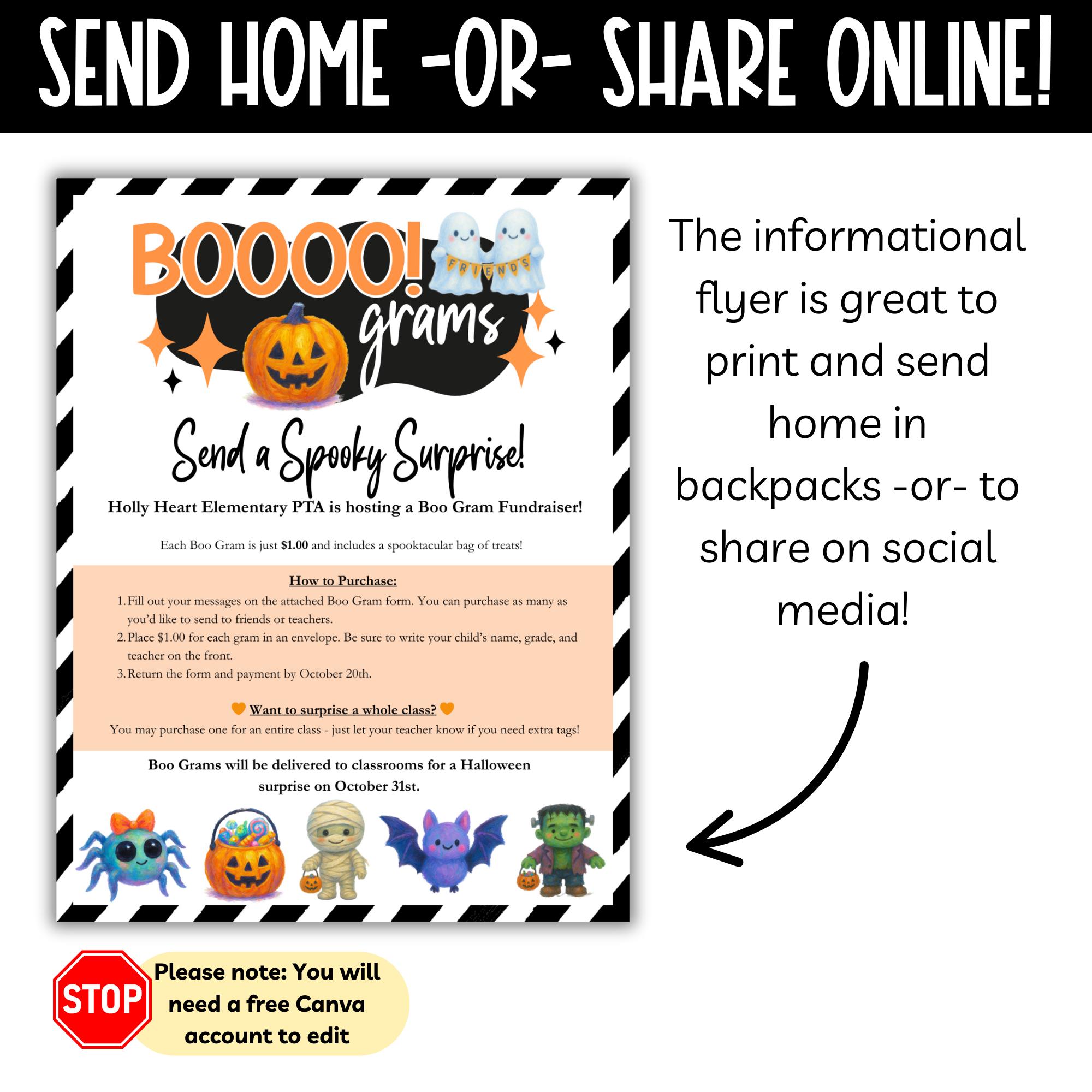 Boo Gram Fundraiser Flyer Template, PTA PTO Fall Candy Grams Fundraiser ...