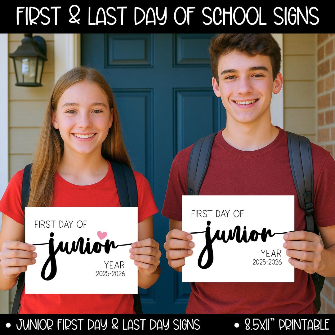 Junior First & Last Day 11th Grade Sign Bundle, Back to School Boy Girl ...