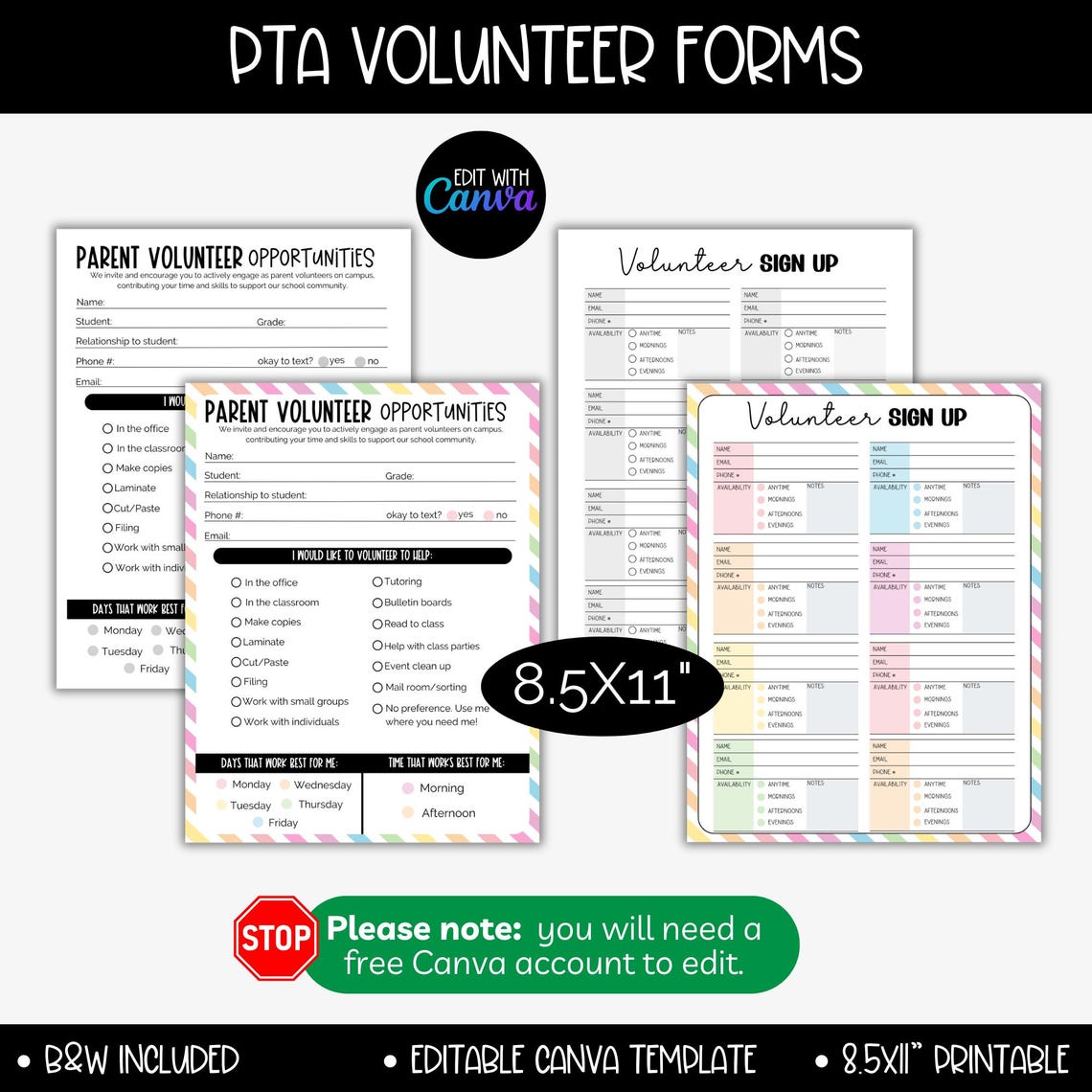PTA Flyer Forms Template BUNDLE, PTA Newsletter, Mitgliedsformular ...