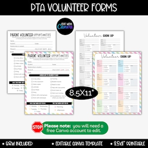 PTA Flyers Forms Template BUNDLE, PTA Newsletter, Membership Form ...