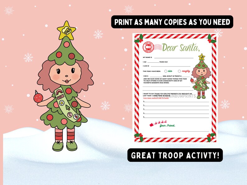 Girl Scout Christmas Letter to Santa Girl Scout Troop - Etsy