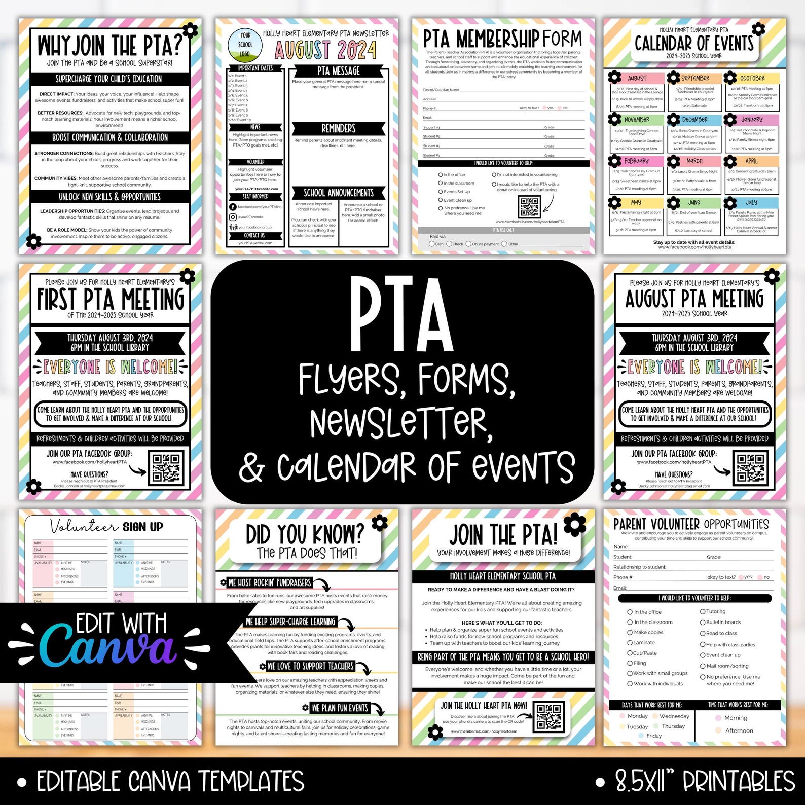 PTA Flyer Forms Template BUNDLE, PTA Newsletter, Mitgliedsformular ...