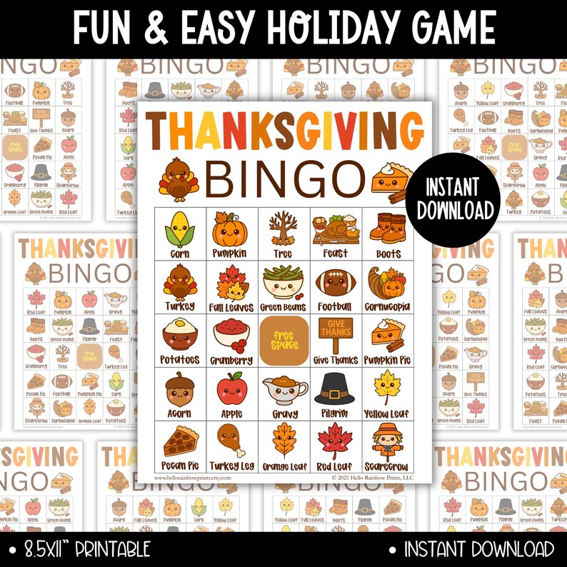 Thanksgiving Turkey BINGO Game for Kids, Thankful Classroom Bingo Group ...