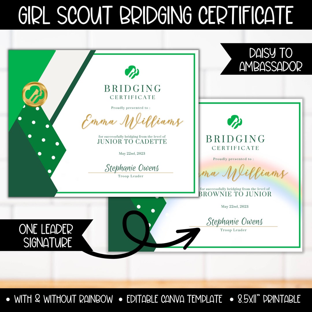 Girl Scout Bridging Certificates All Levels Girl Scout Bridging ...