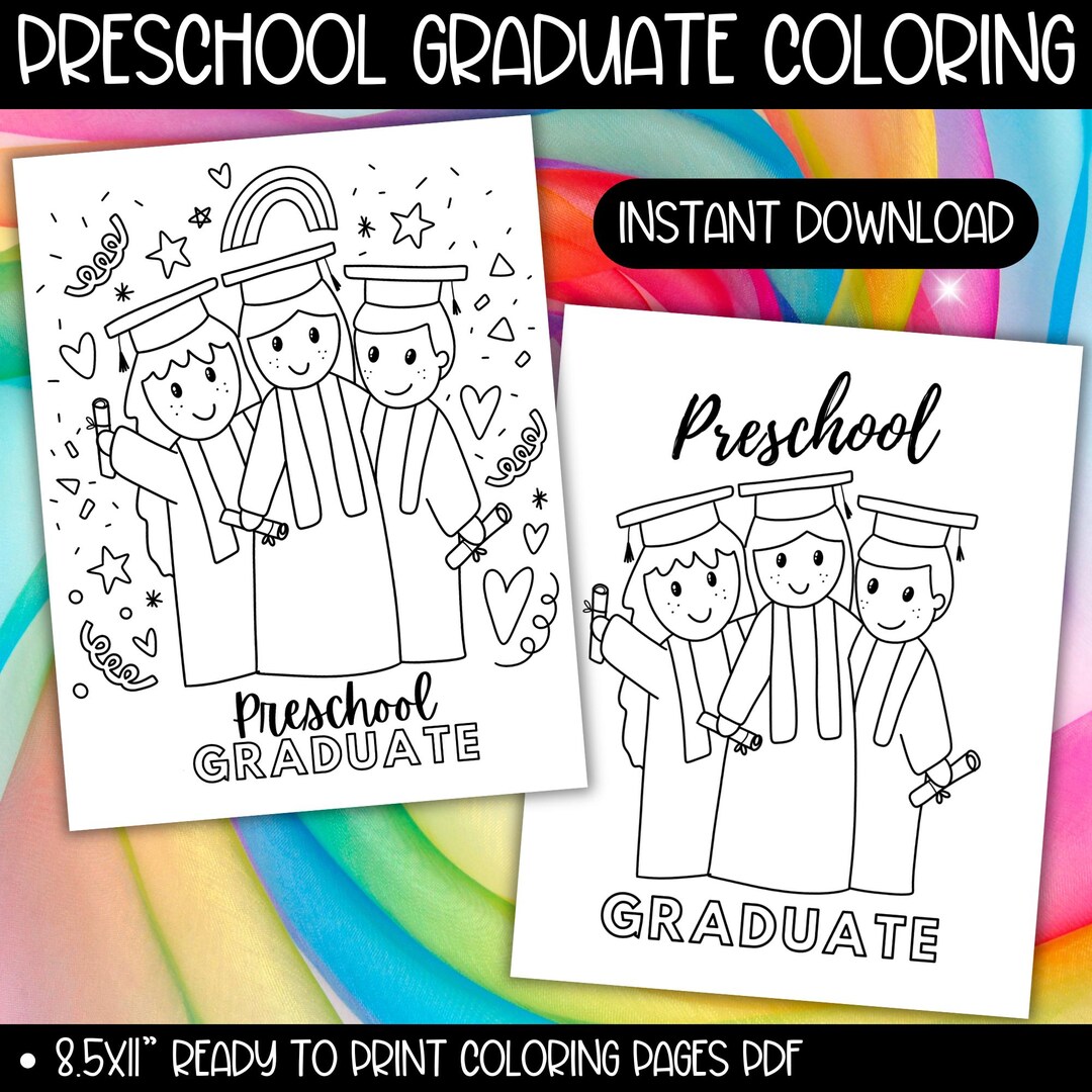 Preschool Graduation Coloring Page Activity Printable Craft, Prek TK ...
