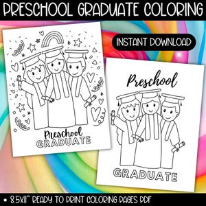 Preschool Graduation Coloring Page Activity Printable Craft, Prek TK ...