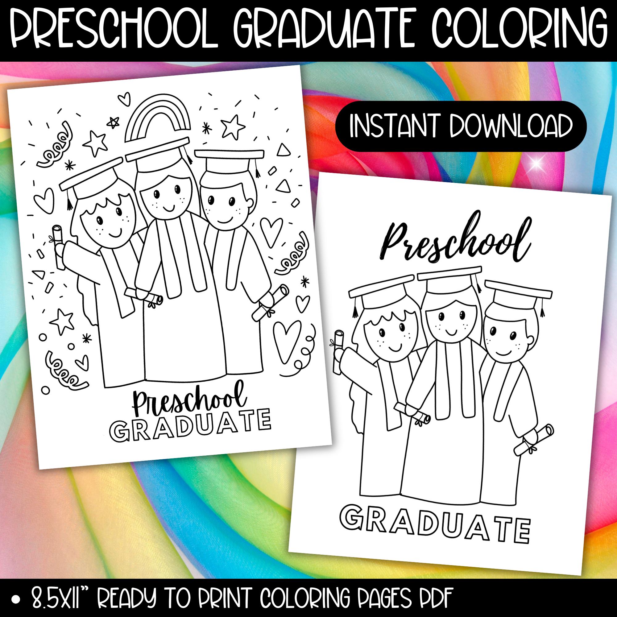 Preschool Graduation Coloring Page Activity Printable Craft, Prek TK ...