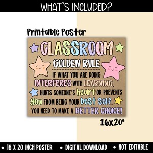 Classroom Golden Rule Behavior SEL Poster Sign Download, Aesthetic ...