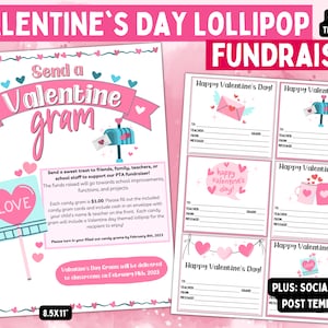 PTA PTO Valentine's Day Candy Gram School Fundraiser Flyer Template ...