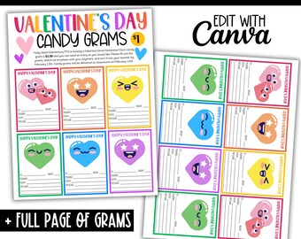 Editable VALENTINE'S DAY CANDY Gram Flyer, Candy Gram Flyer, Valentine ...