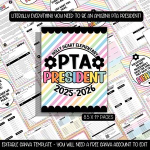 Editable PTA President Planner Canva BUNDLE, Membership Forms ...