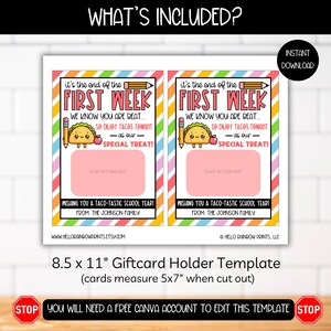 Teacher Dinner on Us Taco Gift Card Holder, First Day of School Tacos ...