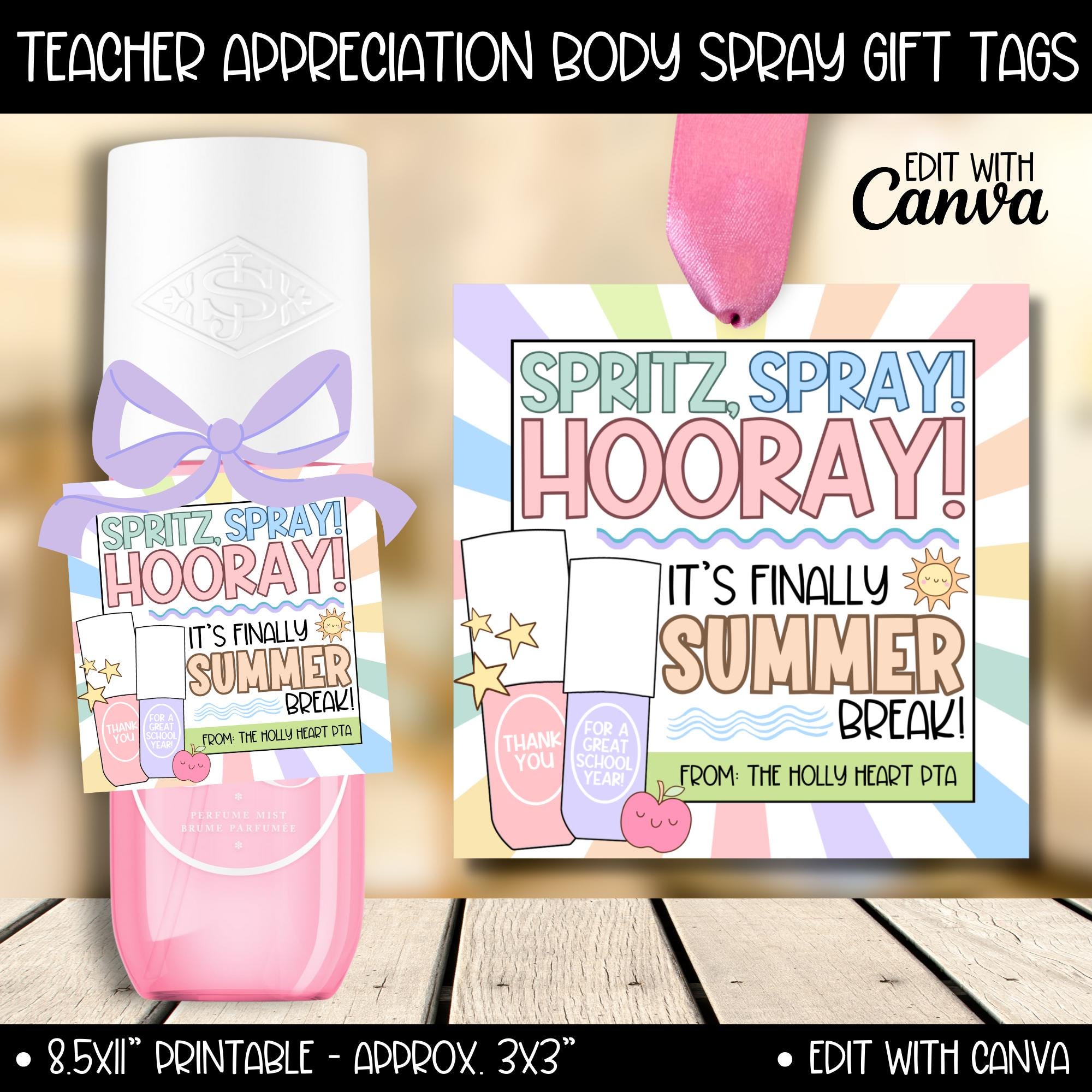 Teacher Staff Appreciation Scent Body Spray Purfume Gift Tag, Spritz ...