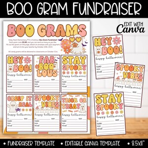 Halloween Boo Gram School Fundraiser Flyer Template, PTA PTO Groovy ...
