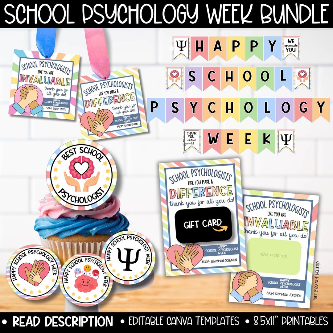 School Psychology Week Appreciation Gift Tag Banner Bundle, School ...