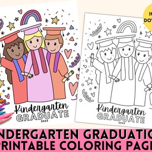 Kindergarten Graduation Coloring Page for Kids Graduation | Etsy