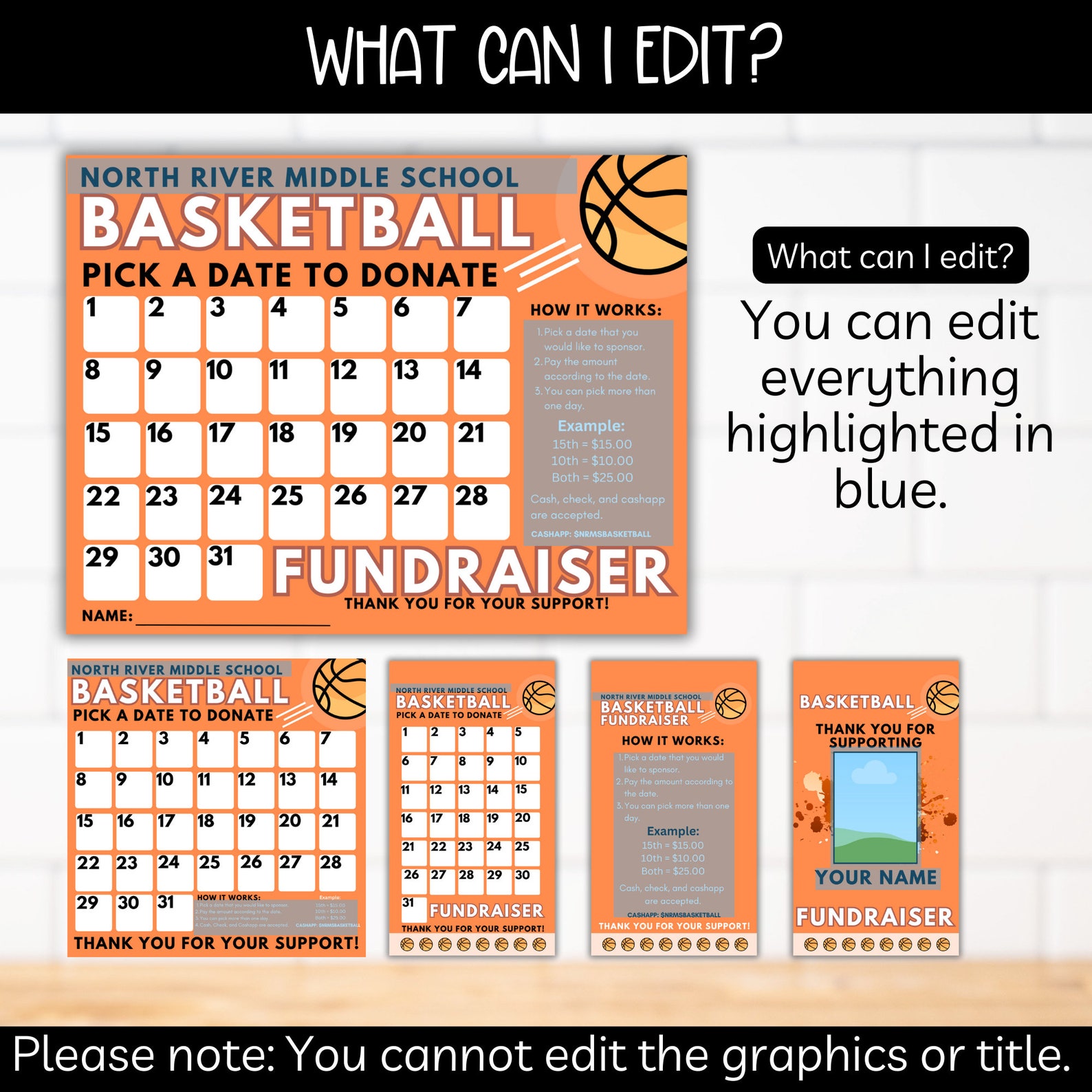 Pay for Your Day Calendar Basketball Fundraiser, Pick a Date Fundraiser ...