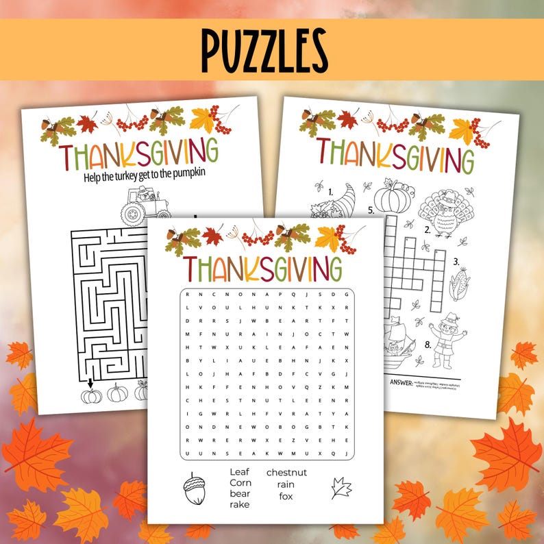 Thanksgiving Family Games Bundle, Thanksgiving Trivia, Thanksgiving Kid ...