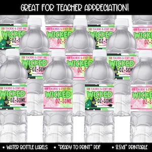 Wicked Teacher Appreciation Week Theme Water Bottle Labels, Wizard of ...