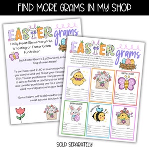 PTA PTO Spring Candy Grams Template Fundraiser, Bunny Grams, Easter ...