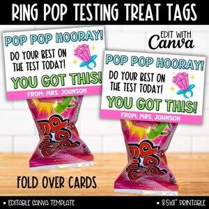 Testing Day Ring Pop Treat Tag, Student School Test You Got This Snack ...