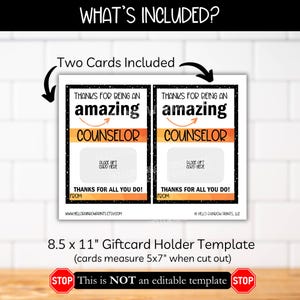 Counselor Appreciation Gift Card Holder Printable, School Mental Health ...