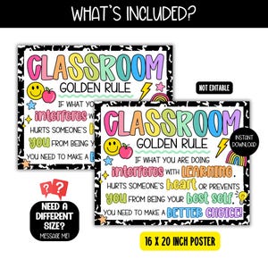 Bright Classroom Golden Rule Poster, Elementary Class Rules Sign ...