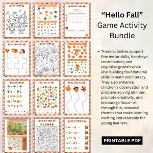 Thanksgiving Fall Kids Activities Game Bundle, Fall Preschool Prek ...