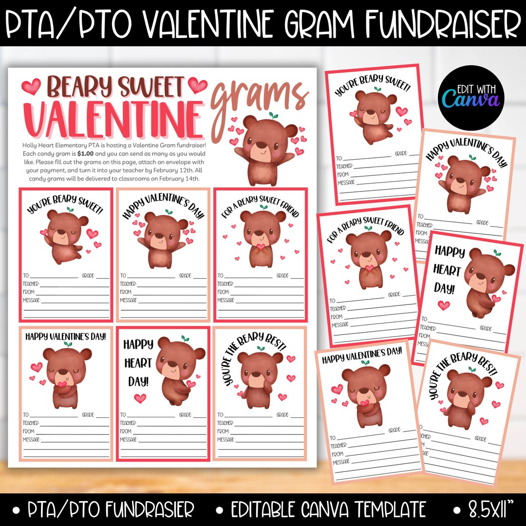 Valentines Day Fundraiser Flyer Forms Tag Template PTA PTO Fundraising ...