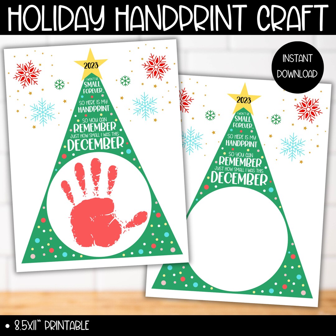 2023 Christmas Holiday Tree Poem Handprint Toddler Baby Printable Craft ...