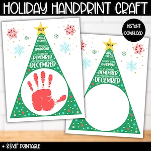 2023 Christmas Holiday Tree Poem Handprint Toddler Baby Printable Craft ...