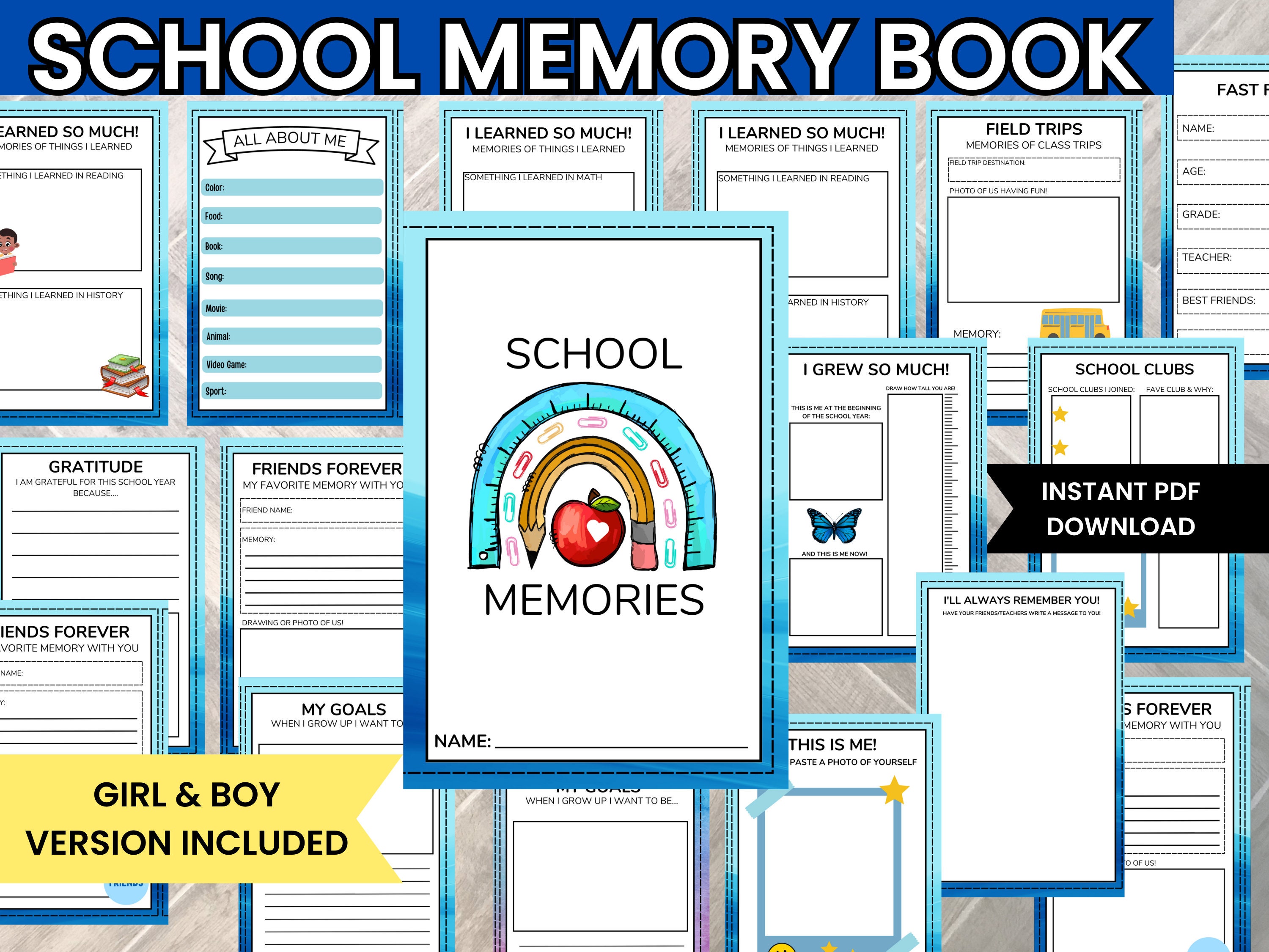 Elementary School Memory Journal INSTANT DOWNLOAD Printable - Etsy