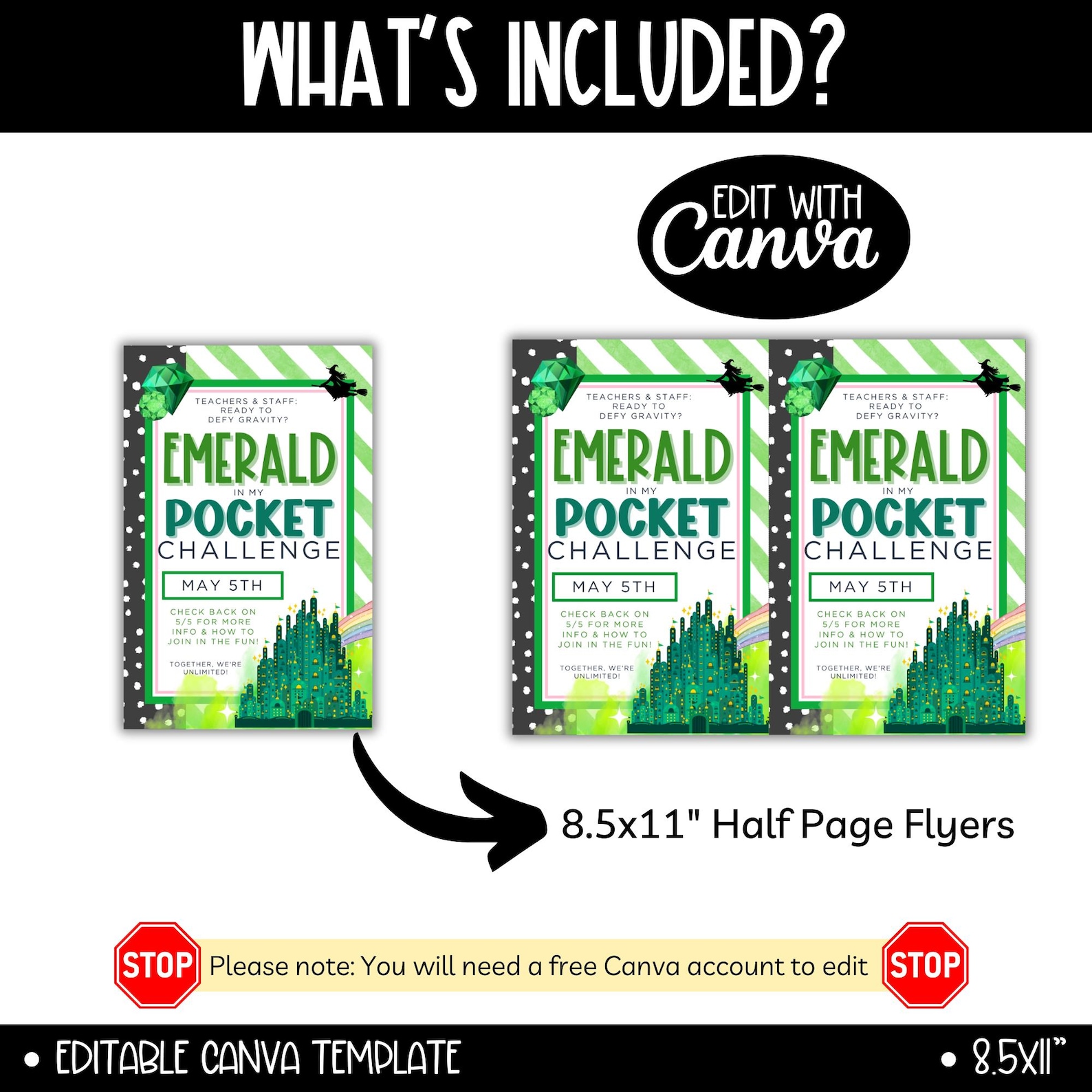 Wicked Theme Teacher Appreciation Game Flyer Bundle, Emerald in My ...