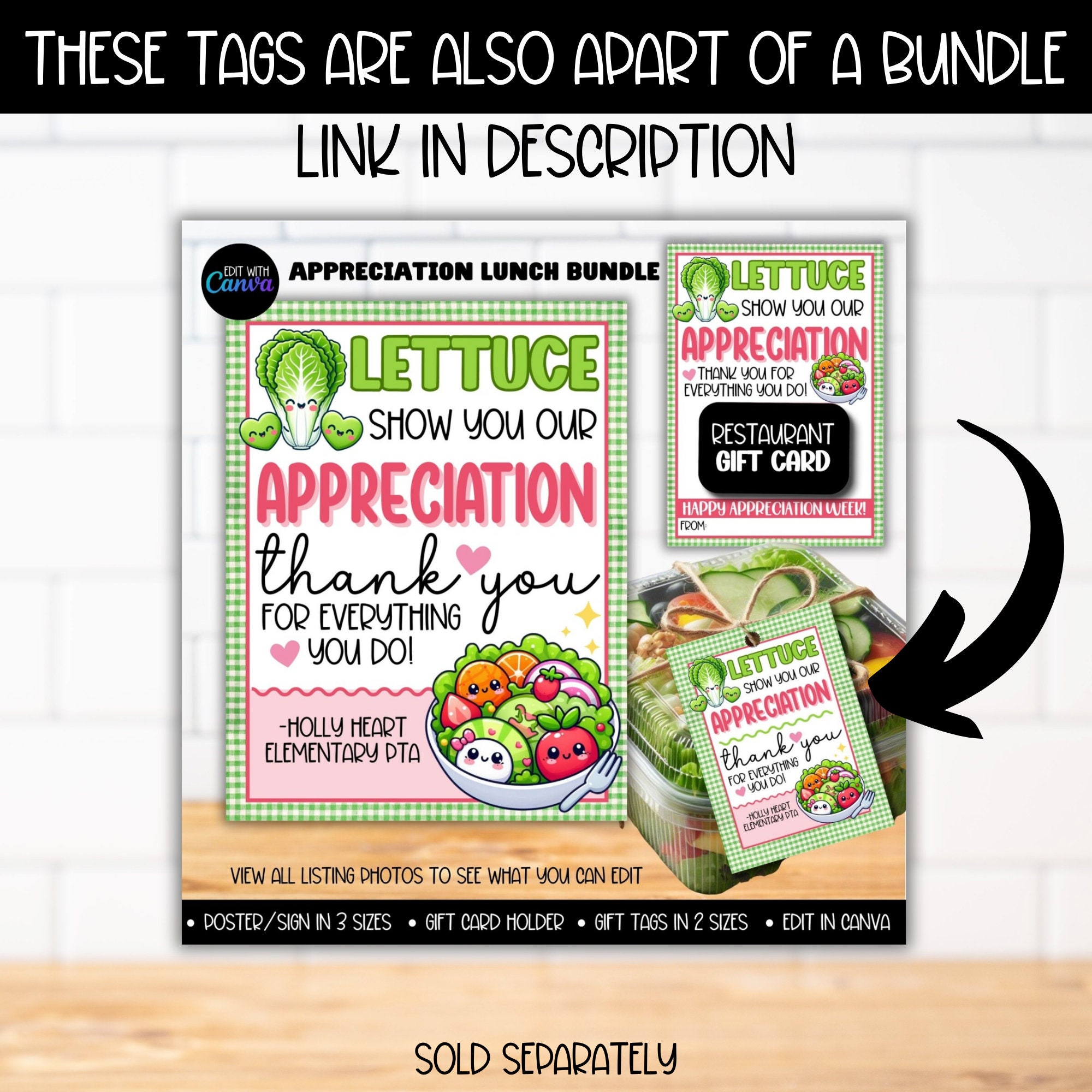 Salad Bar Teacher Nurse Staff Appreciation Week Lunch Theme Gift Tags ...