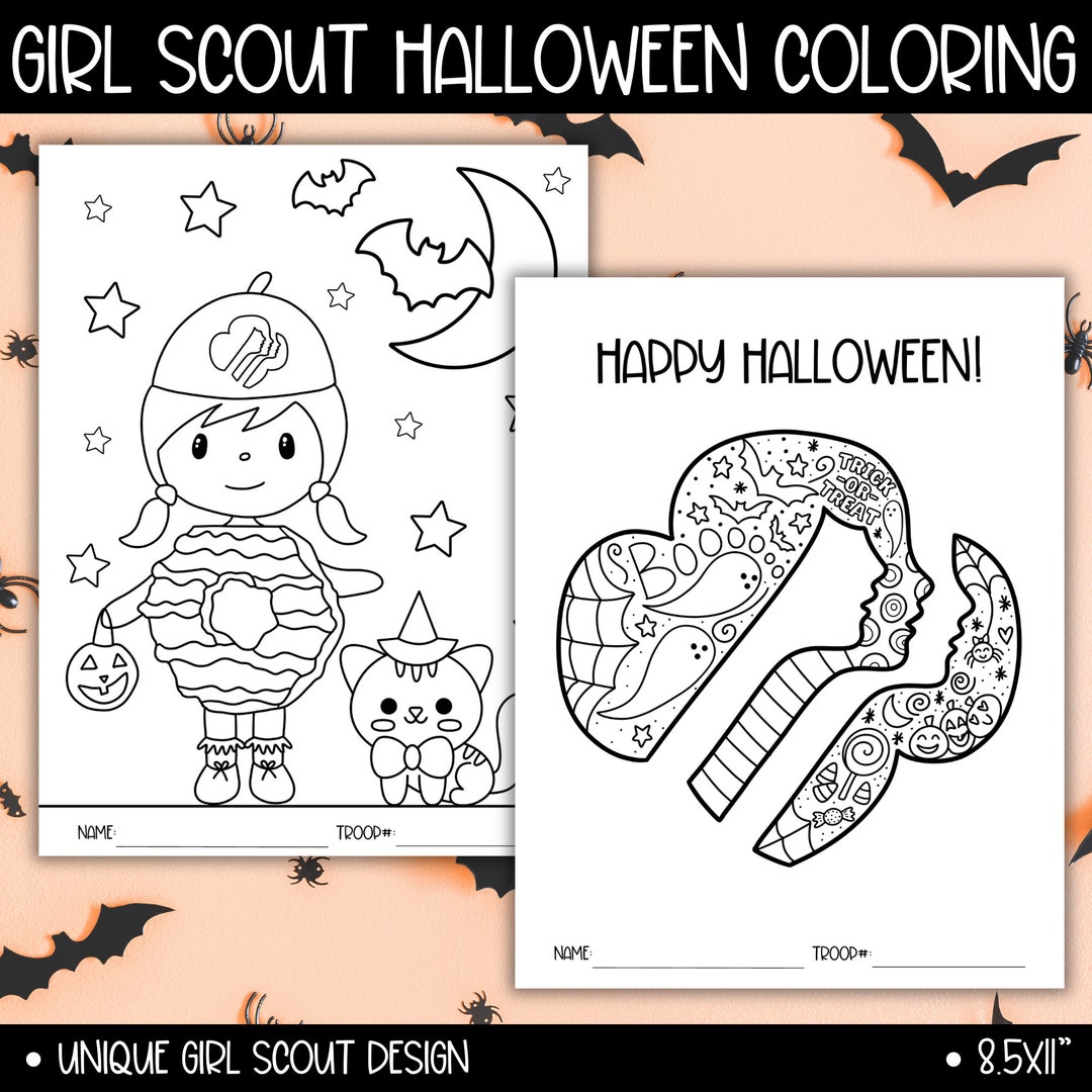 Girl Scout Halloween Trefoil Coloring, Girl Scout Printable Activities ...