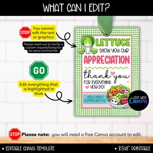 Salad Bar Teacher Nurse Staff Appreciation Week Lunch Theme Gift Tags ...