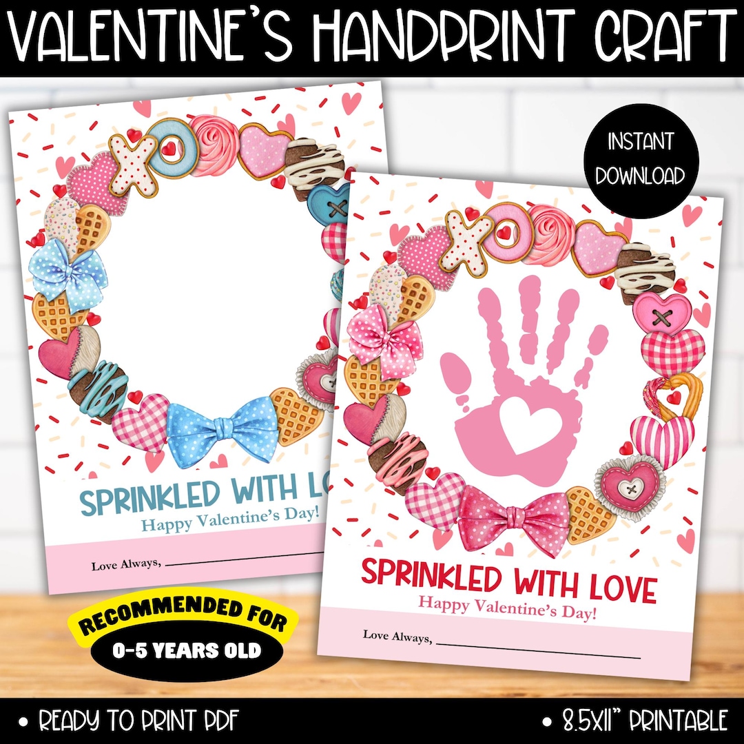 Valentine's Day Cookie Handprint Craft Valentine Activity Printable ...