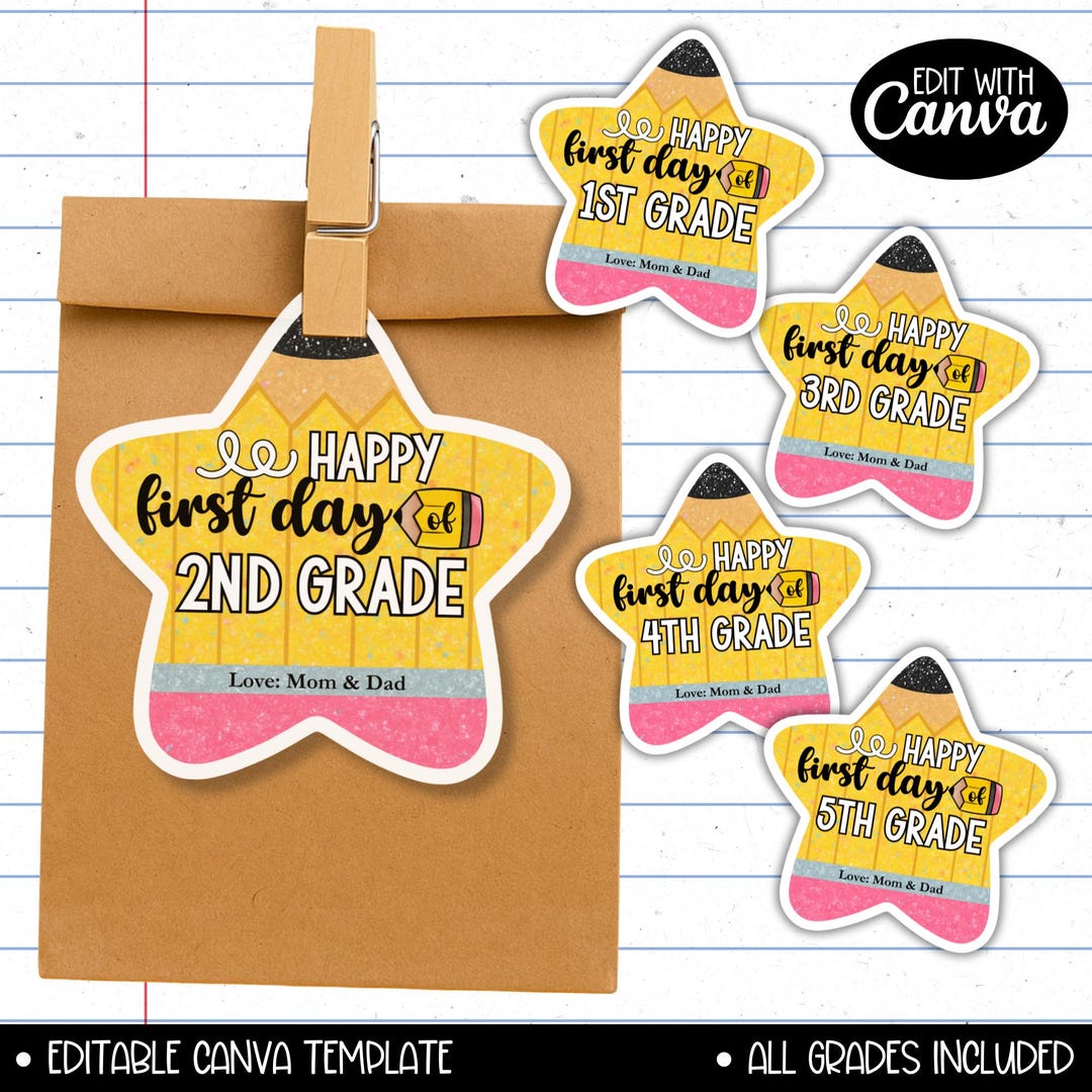 Back to School Lunchbox Notes, First Day Pencil Tags Printable, All ...