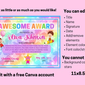 Awesome Award Classroom End of Year Certificate, School Classroom ...