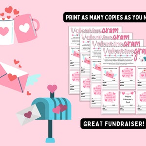 PTA PTO Valentine's Day Candy Gram School Fundraiser Flyer Template ...