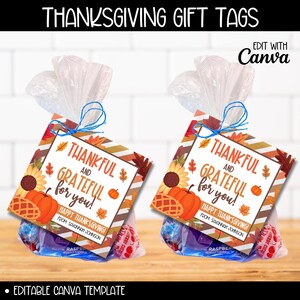 Editable Thanksgiving Treats Gift Tags for Kids Teachers Employees ...